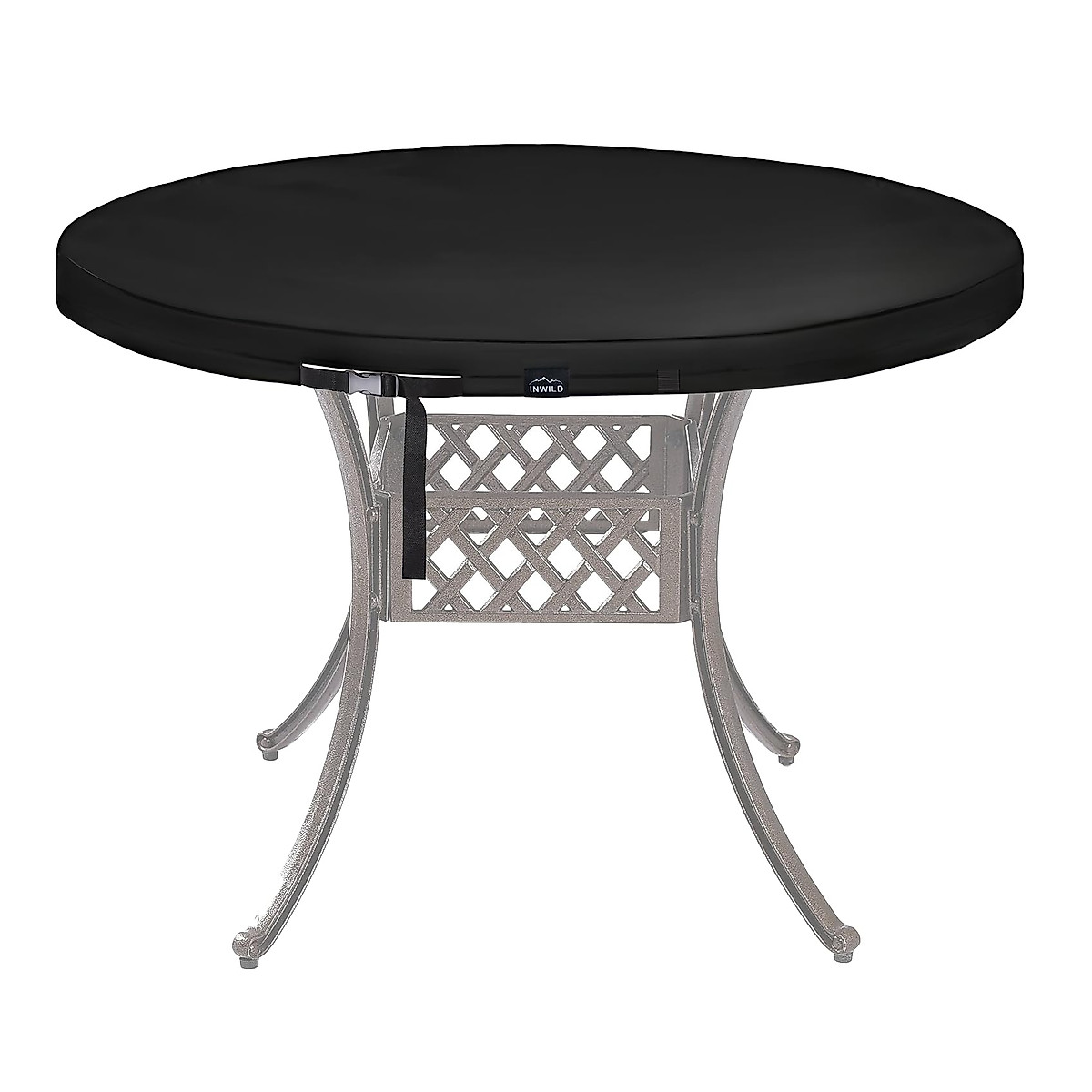 INWILD Outdoor Round Table Cover, Tear Resistant, Heavy Duty Weatherproof, UV Resistant, Patio Round Table Cover, Fits Round Patio Furniture up to 40"-49" Diameter (Black)