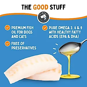 100% Pure Omega 3 Fish Oil for Dogs & Cats - Omegease Supplement for Skin & Coat, Itching, Shedding, Joints & Immune Health (32 oz)