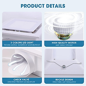 Tesansi Bathroom Exhaust Fan with Light, 12W Bathroom Fan with LED Light Combo - 100 CFM & 1.0 Sones, 3000K/4000K/5000K Adjustable - Low Noise Ventilation Fan for Home/Bath/Office/Hotel