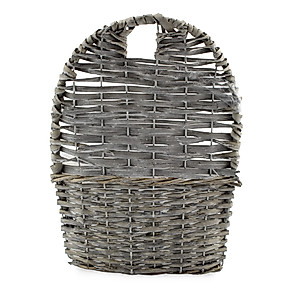 AuldHome Wall Pocket Baskets (2-Pack, Gray Washed); Hanging Flower Door Baskets