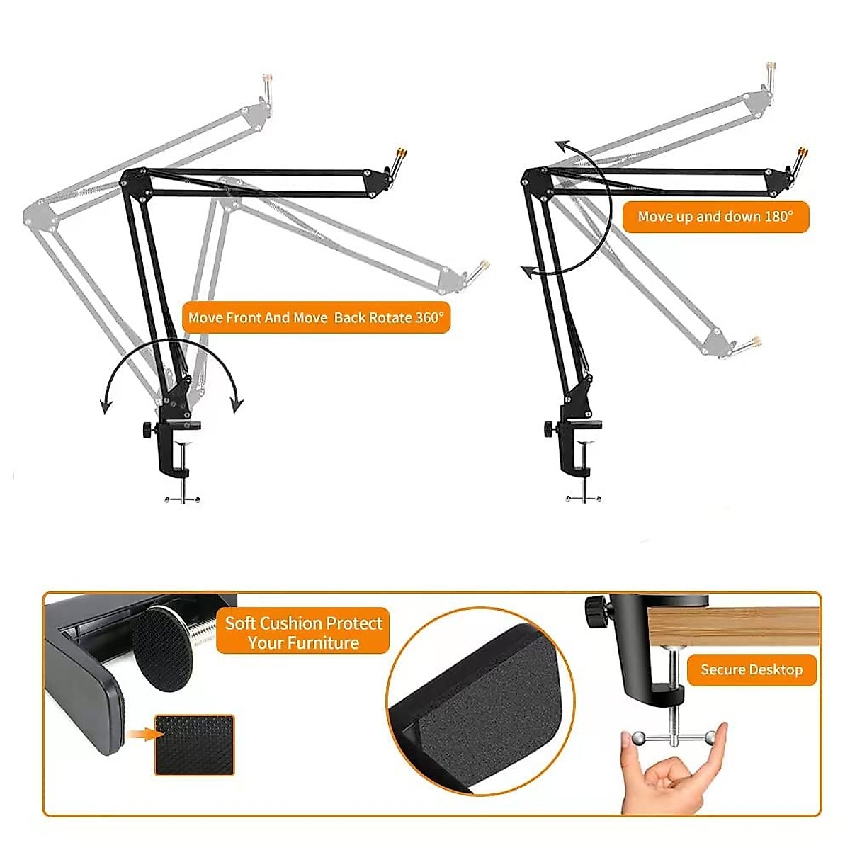 Quadcast Boom Arm - Heavy Duty Adjustable Gaming Microphone Mic Stand Compatible with Hyperx Quadcast S Microphone