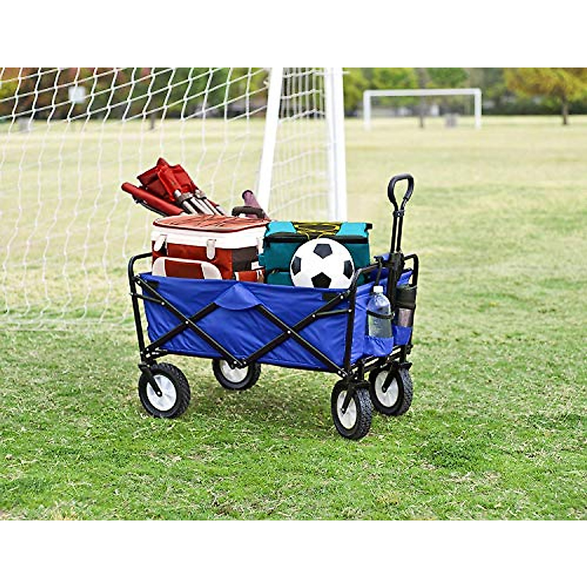Mac Sports Heavy Duty Steel Frame Collapsible Folding 150 Pound Capacity Outdoor Camping Garden Utility Wagon Yard Cart, Blue