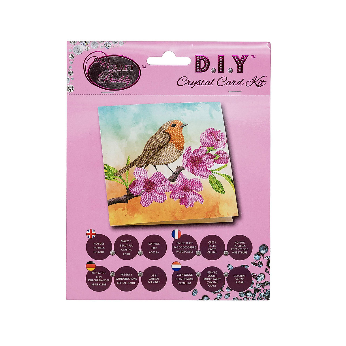 CRYSTAL ART Robin Card Kit 18 x 18 cm