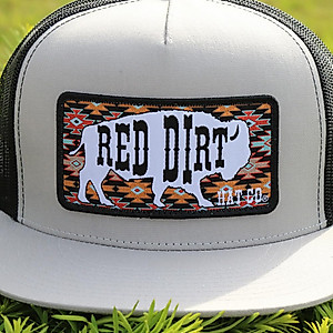 Red Dirt Hat Company Great White Buffalo Adjustable Snapback Hat (US, Alpha, One Size, Silver/Black)