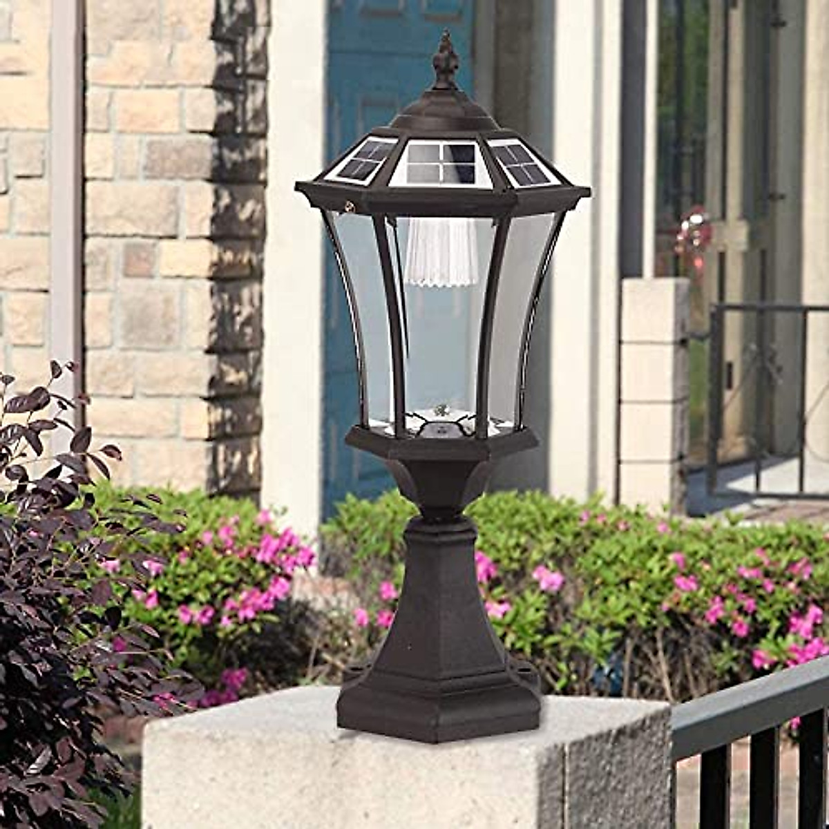 Praee Outdoor Waterproof Solar Pillar Wall Lamp LED Villas Exterior Column Lights Garden Porch Home Landscape Lighting Streetlights Aluminum Terrace Community Pillar Post Light
