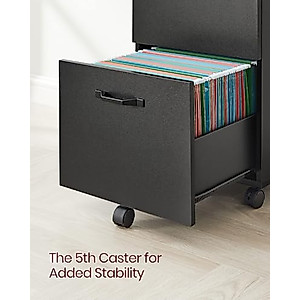 VASAGLE 2-Drawer Rolling File Cabinet, Filing Cabinet for Home Office, Printer Stand, for A4, Letter-Size Files, Hanging File Folders, Industrial, Matte Black UOFC040B16