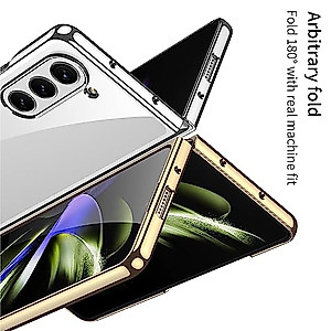 SHIEID Samsung Galaxy Z Fold5 Case, Galaxy Fold 5 Case Slim Hard Case, [Phantom + Electroplated Shell] Lens Protection Cover for Samsung Galaxy Z Fold 5, Transparent