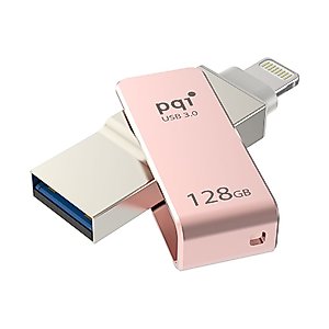 Iconnect Mini [Apple Mfi] 128 GB Mobile Flash Drive w/ Lightning Connector for iPhones iPads Mac & PC USB 3.0 (Rose Gold)