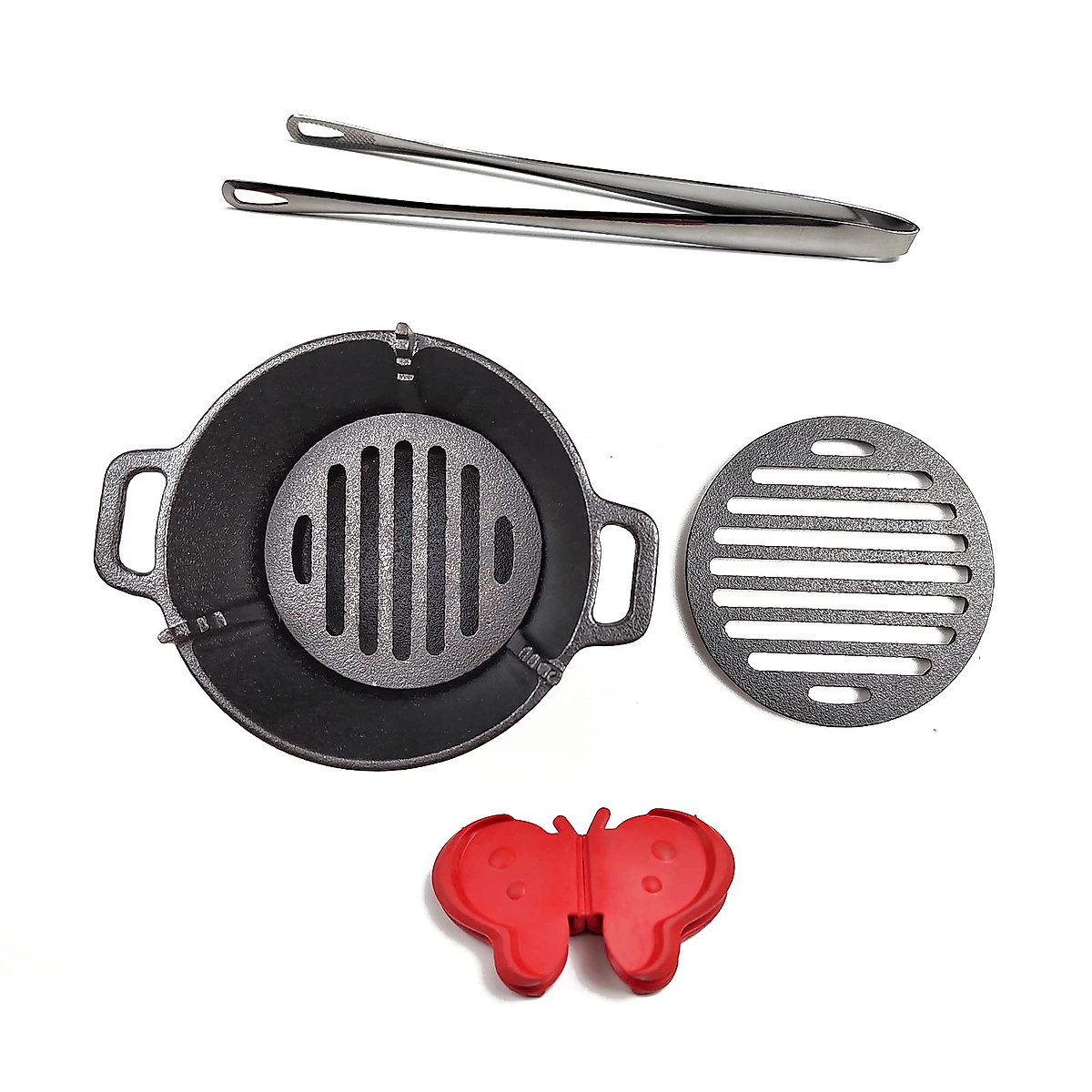 HAWOK Yakiniku Plate Cast Iron with Glass Lid mini stove set of 2………