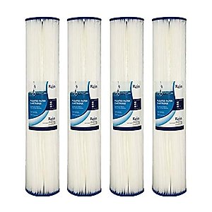 Pack of 4 - Whole House 20" x 4.5" Full Flow Pleated Polyester Sediment Filter Replacement Cartridge 30 Micron - Compatible with Pentek R30-20BB