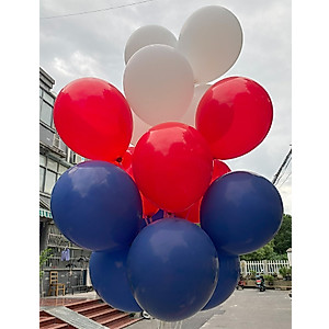 JODIDI 100 Pcs 12-Inch Navy Blue, Red, and White Party Balloons - Perfect for Independence Day，Halloween, Graduation, Birthday, Baby Shower, and Party Decorations