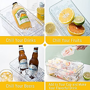 Square Ice Cube Tray with Lid & Storage Bin, Ice Cube Maker Mold for Freezer with Container, Mini Ice Cube Tray Makes 60 Cube Ice at once for Cocktail Whiskey Tea Coffee, 2 trays 1 Bucket (Clear lid)