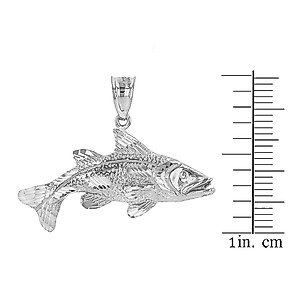 Claddagh Gold 925 Sterling Silver Textured Sea Bass Pendant