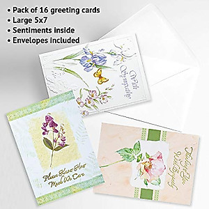 Current Deluxe Foil Sympathy Greeting Cards Value Pack - Set of 16 (8 designs) Large 5 x 7, Foil & Embossed Accents, Sentiments Inside, Thinking of You in Sympathy Cards, Envelopes Included