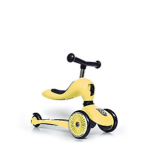 Scoot & Ride - Highwaykick 1 Children Adjustable Seated or Standing 2-in-1 Scooter Including Safety Pads (Lemon) - for Ages 1-5