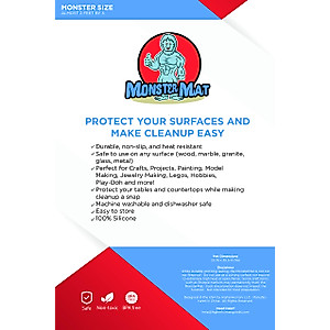 MonsterMat 36x24 Inch Extra Large Silicone Table Protector Craft Mat for Painting, Clay, Projects, Arts and Crafts and More. Easy Clean Up and Rolls for Storage. Largest Mat Available. (Blue)