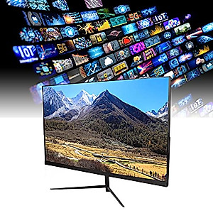 Rengu LCD Screen, 27 Inch High Contrast PC Monitor, Afterimage Suppression 100-240V VGA Ultralight for Monitoring (US Plug)