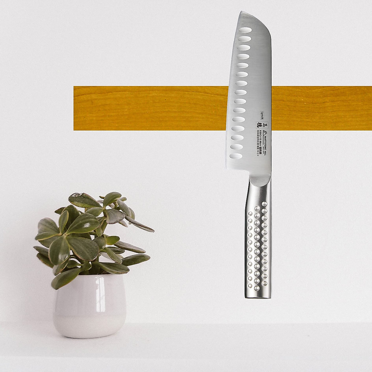 Santoku Knife - MATTSTONE HILL 7" Hollow Edge Asian Knife, Chef Knife, Kitchen Knife, Vegetable Knife, German Steel, 304 Stainless Steel Handle