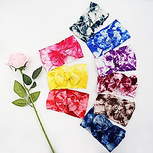 12 Nylon Bows Headbands with Soft Dye Bows for Newborn to 3 Months Baby Girls - Hair Accessories
