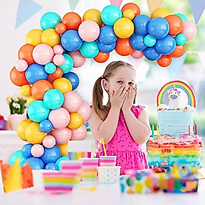 Balloons Arch Kit, 87PCS Rainbow Balloon Garland Kit Balloon Arch, Latex Balloon Rainbow Balloon in Blue Pink Yellow Orange for Kids Birthday Baby Shower Graduation Wedding Party Decorations Supplies