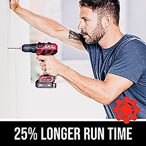 SKIL 2-Tool Drill Combo Kit: PWR CORE 12 Brushless 12V 1/2" Cordless Drill Driver & Brushless 1/4" Hex Cordless Impact Driver, Includes 2.0Ah Lithium Battery & PWR JUMP Charger - CB742901, Red