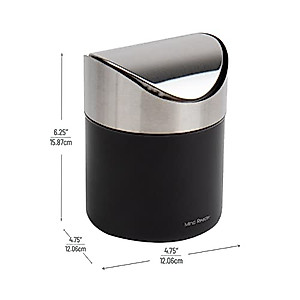 Mind Reader Mini Countertop Trash Can, 1.5 Liter/0.40 Gallon Capacity, Swivel Lid, Recycling, Compost Bin, Desktop Organizer, Set of 2, L x 4.75" W x 6.25" H, Black