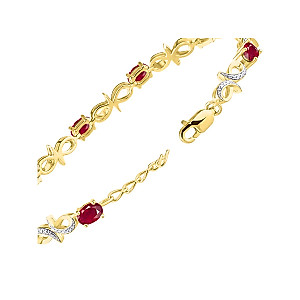 Rylos Bracelets for Women 925 Yellow Gold Plated Silver Infinity Tennis Bracelet Gemstone & Diamonds Adjustable to Fit 7"-8" Wrist, 9 Gorgeous 6X4MM Ruby Jewelry for Women Friendship Bracelets