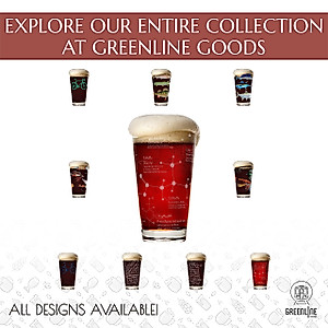 Greenline Goods Beer Glasses - 16 oz Pint Glass (1 Glass) – Science of Beer Glassware - Etched with Beer & Hops Chemistry Molecules