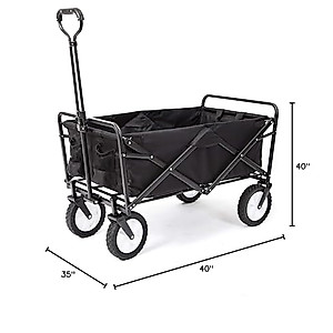 MacSports Collapsible Folding Outdoor Utility Wagon (Black) and Sport-Brella Versa-Brella SPF 50+ Adjustable Umbrella (Gray)