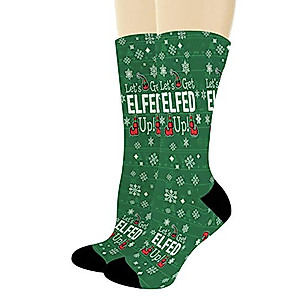 Elf Gifts Let's Get Elfed Up Elf Crazy Socks Punny Christmas Accessories 1-Pair Novelty Crew Socks
