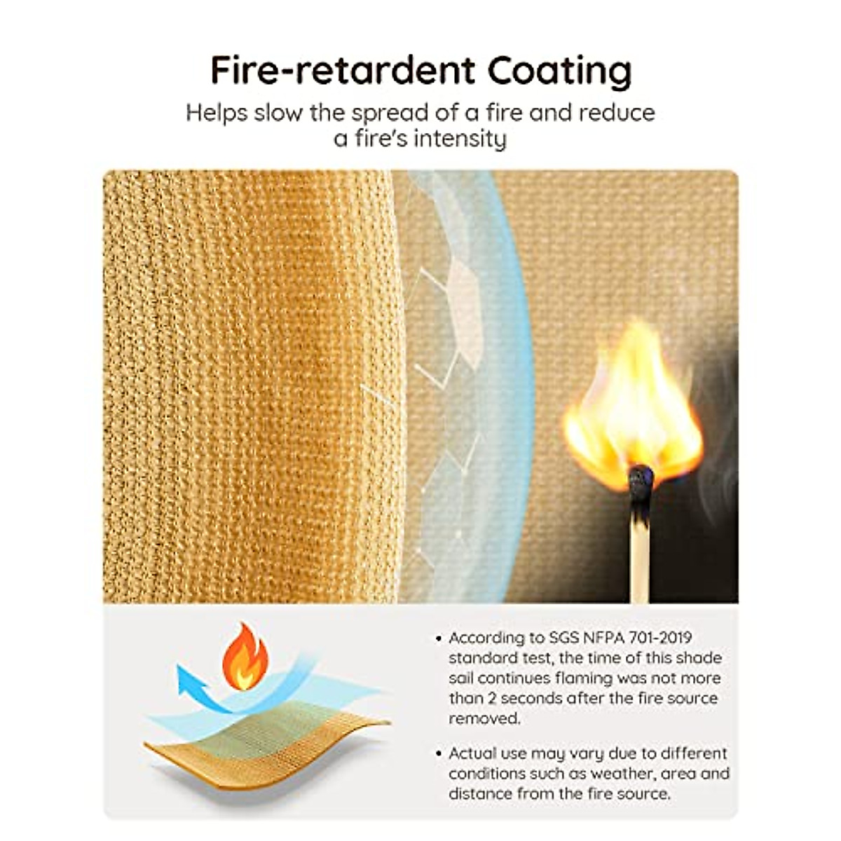 Quictent 12x12x12ft Fire-Retardant Sun Shade Sail Triangle 185G HDPE Canopy with Hardware Kit 98% UV Block for Outdoor Patio Garden (Sand)