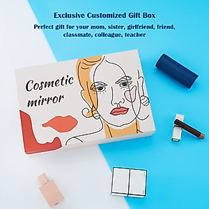 Essbhach Makeup Mirror with Lights, Vanity Desk Mirror 1/2/3/5X Magnifications, 21 LED Trifold Mirror and Touch Screen, 180 Degree Vanity Mirror, Gift for Women, White with Black