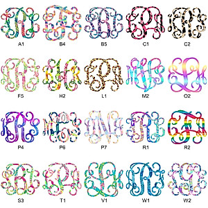 Patterned Vine Monogram Decal Sticker - 20 Pattern Options - for Cups, Tumblers, Laptops, Cars, Etc.