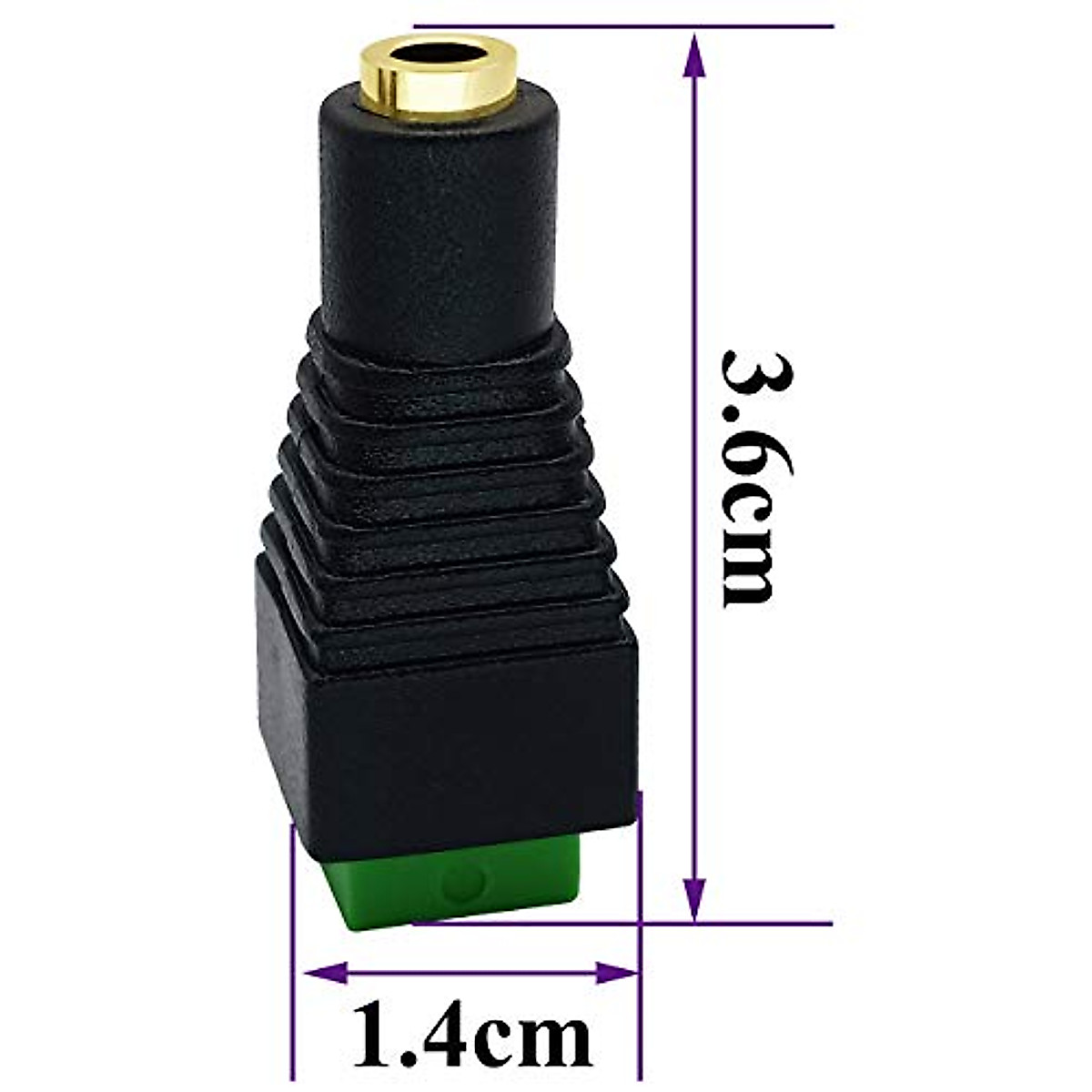 AAOTOKK 3.5mm Screw Terminal Gold Plated 3.5mm (1/8") TS Mono Female to 2 Pin Female Screw Terminal AUX Headphone Balun Solderless Converter Adapter(5-Pack/Female)