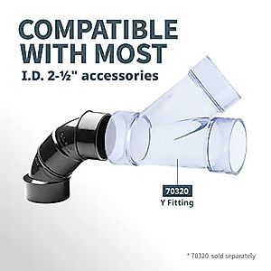 POWERTEC 70344 2-1/2" OD 90 Degree Elbow - ABS Plastic Dust Collector Connector (Black)