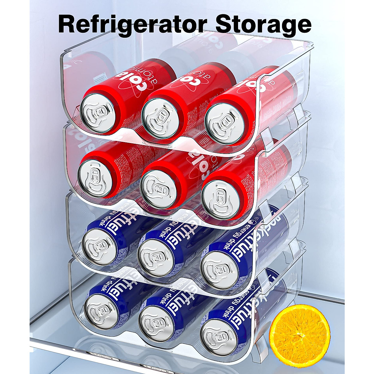 Hyperzoo Water Bottle Organizer, Water Bottle Holder, Plastic Stackable Water Bottle Storage Rack for Kitchen Cabinets/Countertop/Refrigerator/Pantry Storage/Home Organization and Storage, Clear-4pack