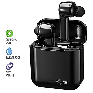 iLive Truly Wire-Free Bluetooth Earbuds, Sweatproof Design, Charging Case, Includes 3 Set of Ear Tips, Black (IAEBT300B)