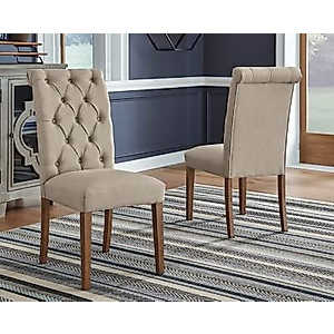 Signature Design by Ashely Harvina French Country Tufted Upholstered Dining Chair, 2 Count, Beige