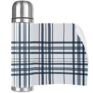 Stainless Steel Leather Vacuum Insulated Mug Thick Lines Thermos Water Bottle For Hot And Cold Drinks Kids Adults 16 Oz