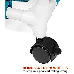 KITLIFE Pool Storage Bin, Pool Toy Storage Cart, Durable UV Resistant Fabric Resists Fading and Cracking, Medium Size 36 x 36 x 24, Bonus Mesh Bag Included Teal