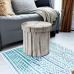 Sorbus Tree Stump Stool, Storage Ottoman 15 Inch Fake Tree Stumps Log Stool Storage, Artificial Tree Trunk, Perfect Footstool Kids Toy Chest, Rustic Log Cabin Decor Bench, Pedestal - Light Gray