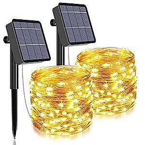 Solar String Lights Outdoor,480 LED Total&160 Ft Ultra Long Starbright Solar Light with 1200 Mah Battery Backup,8 Modes Solar Fairy Lights for Garden Patio Yard Party Decoration (2Pack- Warm White)