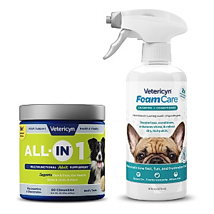 Vetericyn All-in 1 Multifunctional Dog Supplement and FoamCare Spray-On Plant-Based Dog Shampoo and Conditioner