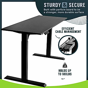 TechOrbits Electric Standing Desk Tabletop - 47 Inch Motorized Workstation Two Leg Frame Stand Up Desk with Memory Settings and Telescopic Sit-Stand Height Adjustment Black