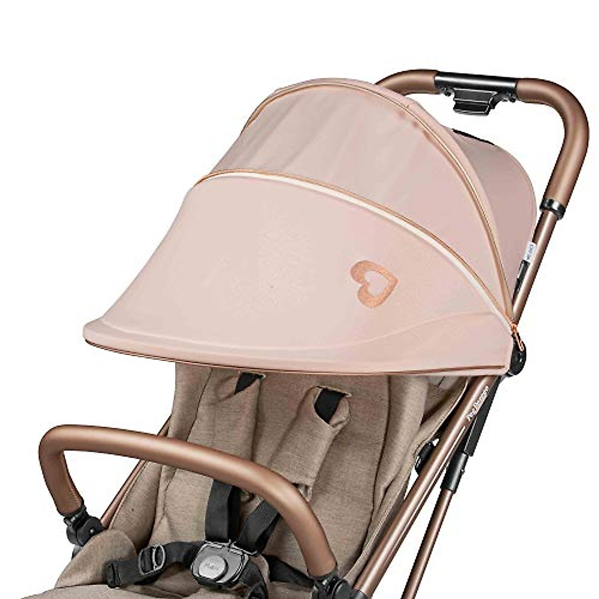 Peg Perego Selfie – Self-Folding, Light Weight, Compact Stroller – Compatible with All Primo Viaggio 4-35 Infant Car Seats - Made in Italy - Mon Amour (Beige, Pink, & Rose Gold)