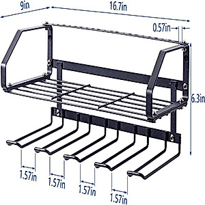 Bi Fang Power Tool Organizer, Storage Rack for Garage Organization, Wall Mount Cordless Drill Holder and Battery Shelf, Tools Shelves with Charging Station