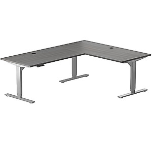 Progressive Desk L Shaped Height Adjustable Standing Desk 78" x 48" - Corner Computer Desk - Electric Stand Up Rising Workstation - Gray Frame/Gray Oak Top
