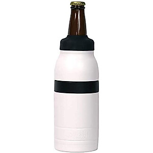 Bison Coolers 2 in 1 Can & Bottle Insulated Cooler Thermos | Vacuum Insulated Stainless Steel Beer Bottle/Can Cooler 12 oz (Double Play) (White)