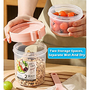 Daasigwaa Breakfast On The Go Cups, Salad Cup To Go, Take And Go Yogurt Cereal Overnight Oats Snack Parfait Containers & Salad Dressing Holder With Fork For Lunch, Fruit & Vegetable Jar(White,36.2oz)
