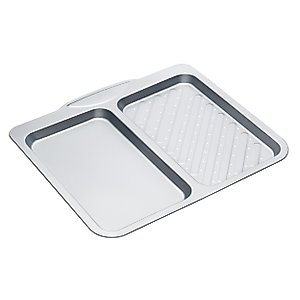 KitchenCraft Divided Baking Tray/Crisper with Non Stick Finish, 40 x 35.5 cm